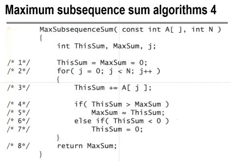 Maximum Subsequence Sum Algorithm 1 Maxsubsequencesum
