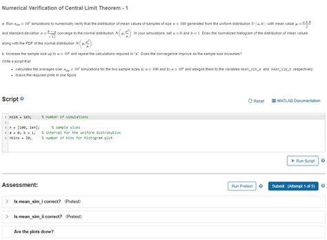 Numerical Verification Of Central Limit Theorem Chegg