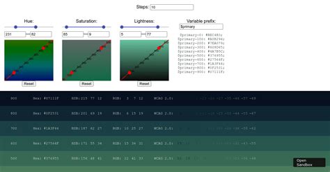 Color Scale Generator Wcag 30 Hsv Codesandbox