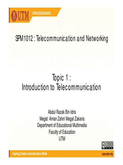 Topic 1 Introduction To Telecommunication Spm1012 Telecommunication