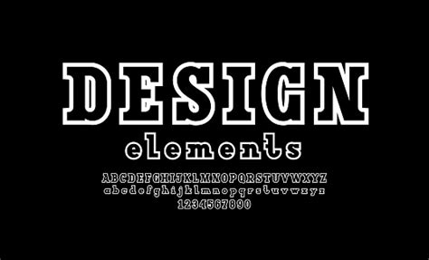 트렌디 한 글꼴 슬래브 세리프 알파벳 A에서 Z까지의 대문자 및 소문자 0에서 9까지의 숫자 벡터 일러스트 레이 션 10eps