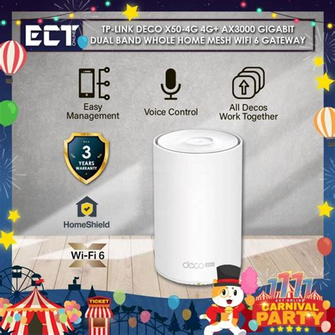 TP Link Deco X50 4G 4G AX3000 Gigabit Dual Band Whole Home Mesh Wifi 6 Gateway Lazada