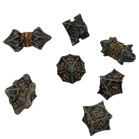 금속 주사위 세트 Dnd 주사위 세트 다면체 주사위 세트 할로우 메탈 주사위 세트 D And D 역할 놀이 게임용 고대 재물 7 개 Aliexpress