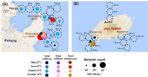 Distribution Of Indicator Bacteria A Total Coliform Fecal Coliforms Download Scientific