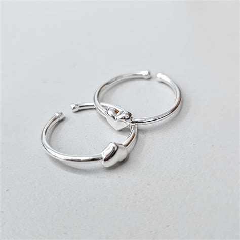 아임라미 실버925 포인트 미니 하트 오픈링 사이즈조절 사이즈프리 순은 데일리 반지