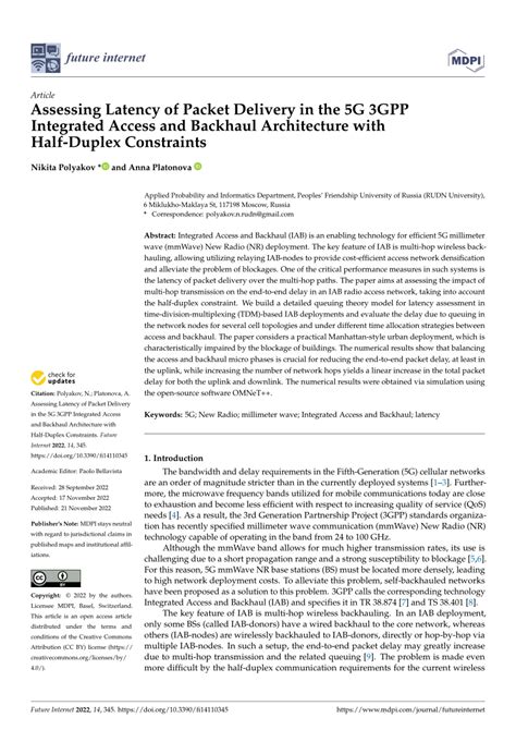 Pdf Assessing Latency Of Packet Delivery In The G Gpp Integrated Access And Backhaul