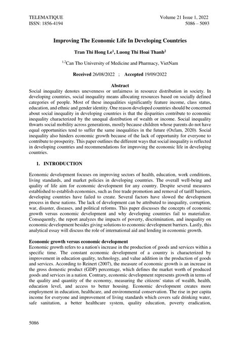 Pdf Improving The Economic Life In Developing Countries