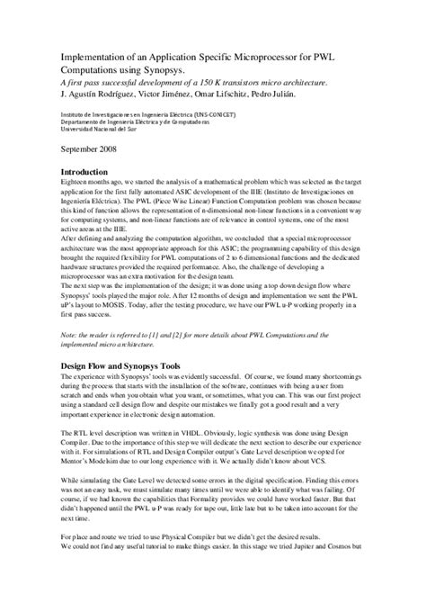 Pdf Implementation Of An Application Specific Microprocessor For Pwl Computations Using