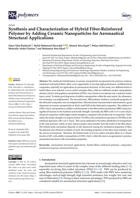 Pdf Synthesis And Characterization Of Hybrid Fiber Reinforced Polymer By Adding Ceramic