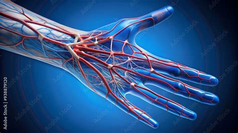 Close Up Of A Human Hand With Prominent Blue Veins Visible Under The