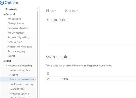 need to create a sweep rule in a shared mailbox microsoft community