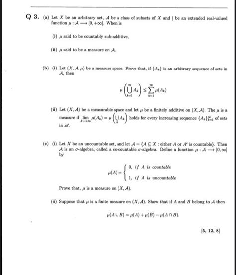 Solved 3 A Let X Be An Arbitrary Set A Be A Class Of