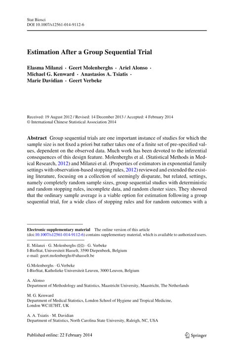 Pdf Estimation After A Group Sequential Trial