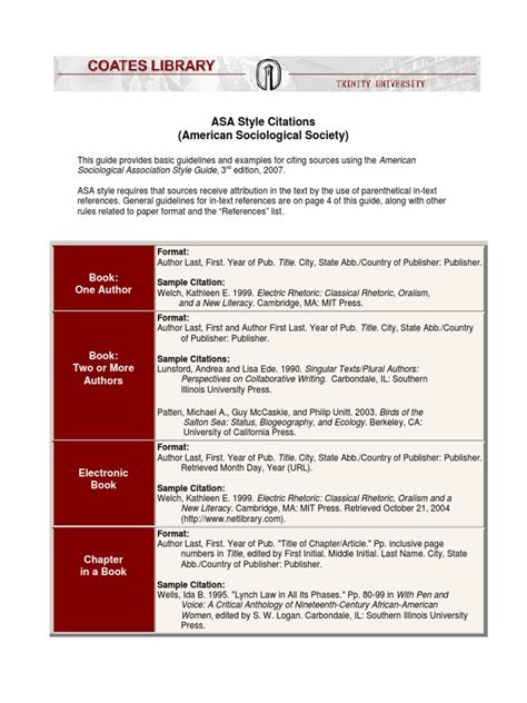 Asa Style Citations Citation Publishing