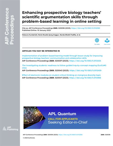 Pdf Enhancing Prospective Biology Teachers Scientific Argumentation Skills Through Problem