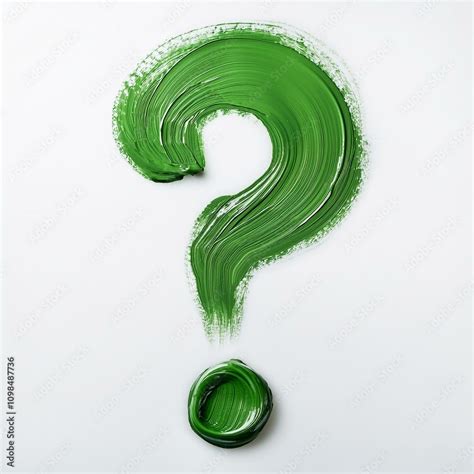 Green Brush Stroke Question Mark Isolated On White Background Stock