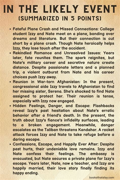 In The Likely Event Summary Characters And Themes