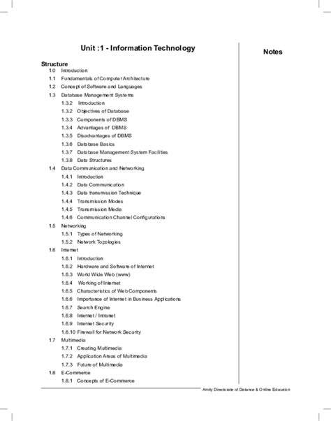 Pdf Unit 1 Information Technology Notes