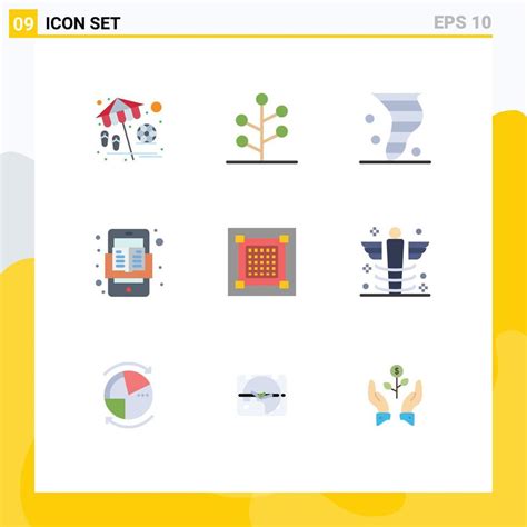 Mobile Interface Flat Color Set Of 9 Pictograms Of Creative Online Air