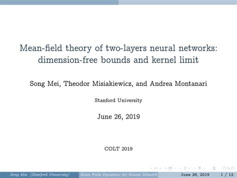 Ppt Mean Field Theory Of Two Layers Neural Networks Dimension Free