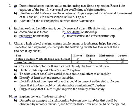 A Determine A Better Mathematical Model Using Chegg