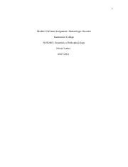 Patho Module 9 Assignment Docx 1 Module 9 Written Assignment Hematologic Disorder Rasmussen