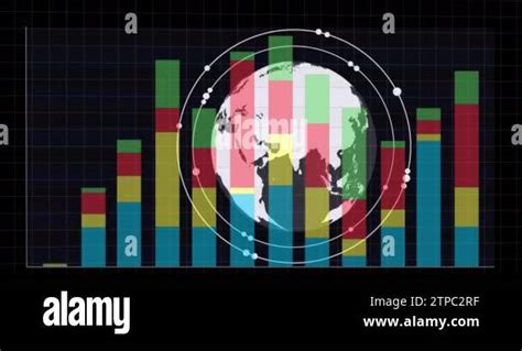 Animation Of Graphs Binary Codes And Globe In Circles Over Black