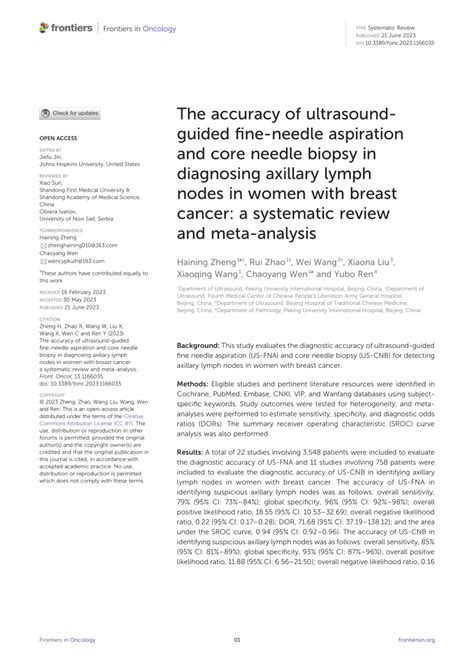 Pdf The Accuracy Of Ultrasound Guided Fine Needle Aspiration And Core