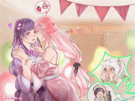 Raiden Shogun Yae Miko Venti And Nahida Genshin Impact Drawn By