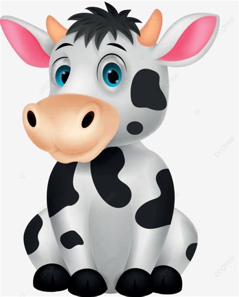 Cute Cow Cartoon Sitting Bull Art Silly Vector Cow Clipart Art