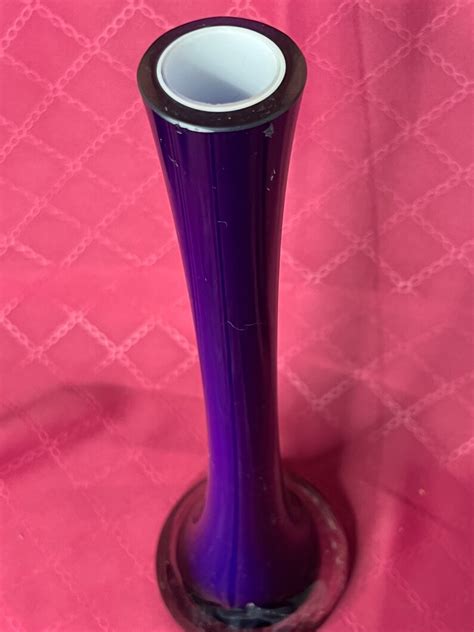 Vintage Cobalt Blue Blown Glass Bulb Vase Antique Collectable Home Decor Vase Art Deco Mid