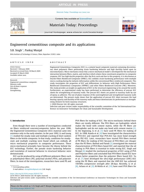 Pdf Engineered Cementitious Composite And Its Applications