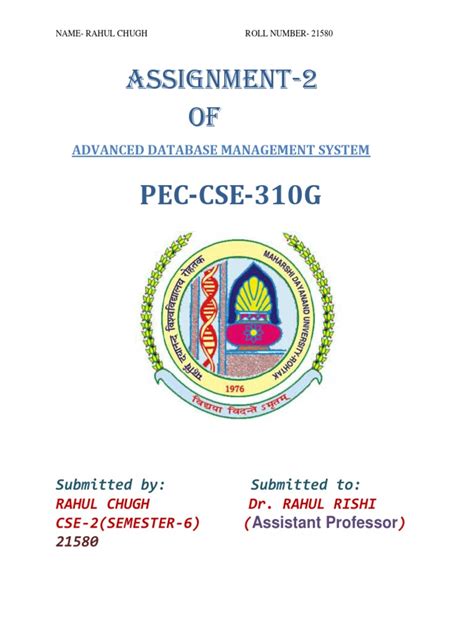 rahul chugh adbms asiignment 2 pdf relational model database transaction