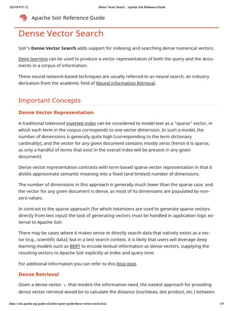 Dense Vector Search Apache Solr Reference Guide Pdf Computer