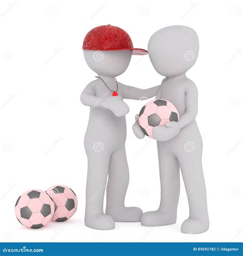 Allenatore Di Calcio E La Gente Del Giocatore 3d Illustrazione Di Stock Illustrazione Di Renda