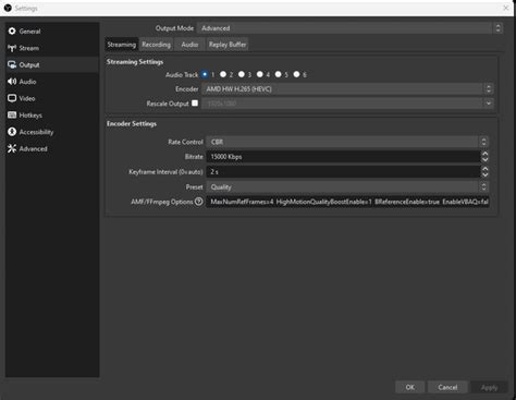 how to stream with amd hw h 265 hevc encoder on obs 2023 r amd