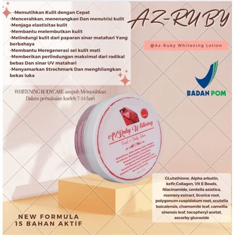Jual Ruby Whitening Bodylotion New Formula 15 Bahan Aktif Shopee Indonesia