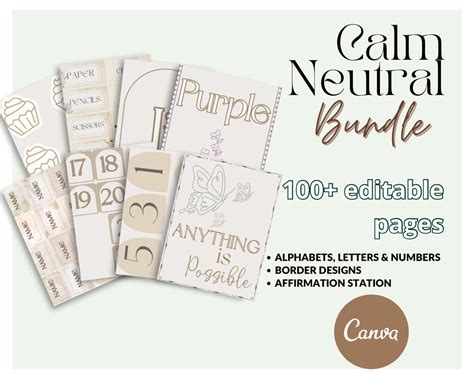Boho Neutral Classroom Decor Bundle Editable Canva Template For Teachers Minimalist Classroom