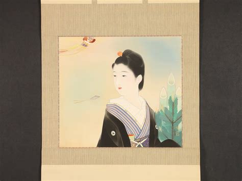 【やや傷や汚れあり】【模写】【伝来】cj1170〈乾誠一郎〉凧あげ美人図 共箱 野田九甫師事 長崎の人の落札情報詳細 ヤフオク落札価格検索