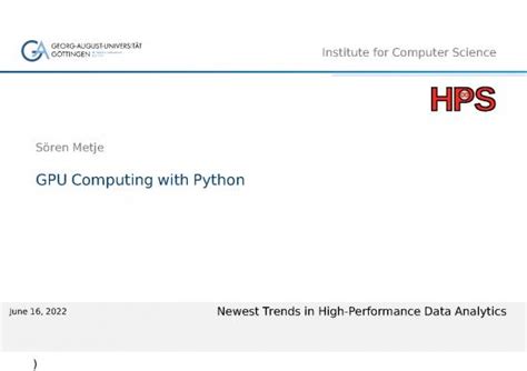High Performance Python Pdf 189296 Nthpda Presentation Gpu Computing With Python By Soeren Metje