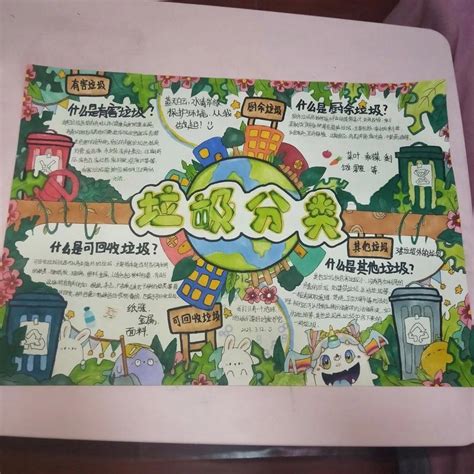 垃圾分类手抄报初中 垃圾分类手抄报初中生高难度 色粉画