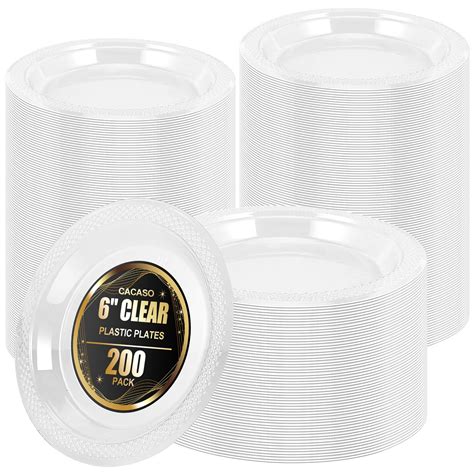 Cacaso 200 Pcs Plastic Dessert Plates6 Inch Clear Plastic