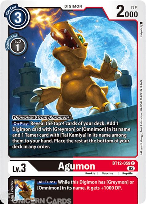 Bt12 059 Agumon Common Digimon Card Bt12 Across Time
