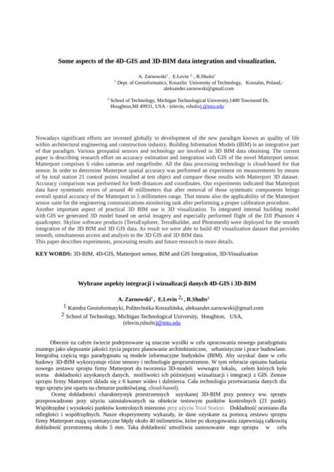 Pdf Some Aspects Of The 4d Gis And 3d Bim Data Integration And Visualization