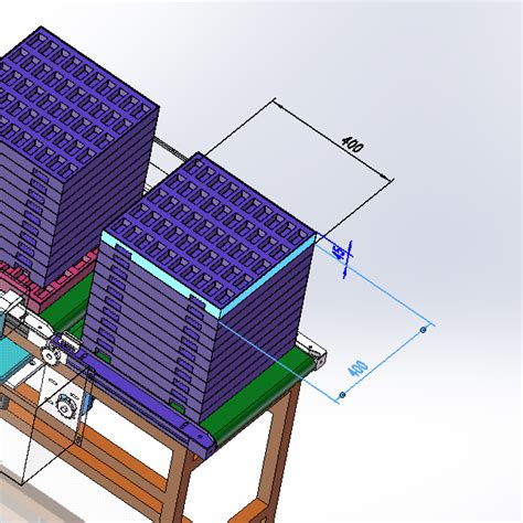 三级皮带气动顶升料盘拆垛码垛输送系统 SOLIDWORKS 2019 模型图纸下载 懒石网