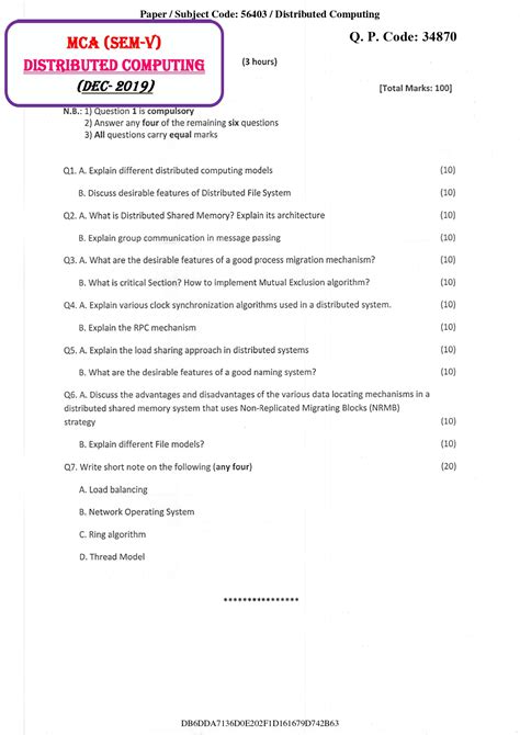 University Of Mumbai Mca Sem V Distributed Computing Old Question Papers Dec 2019 University