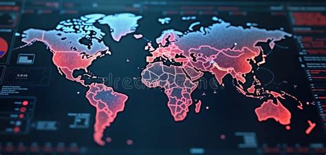 Global Cybersecurity Threat Analysis Worldwide Digital Environment Data Visualization Displays