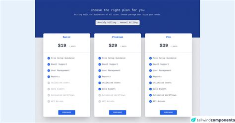 Tailwind Css And Alpinejs Pricing Page Alpinejs Cards Pages Pricing