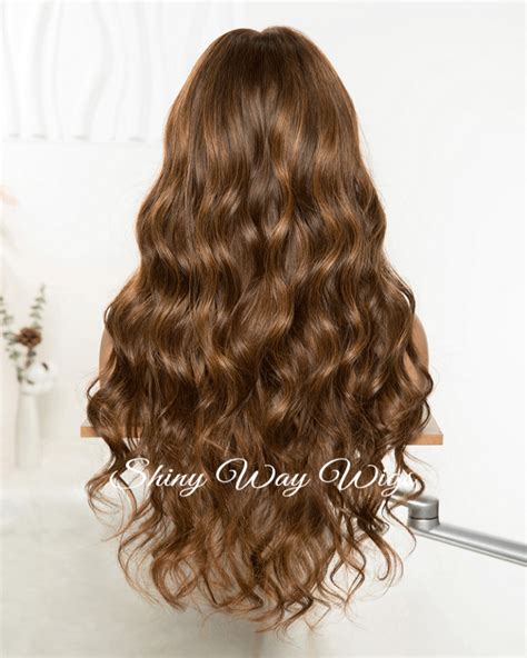 Brunette Long Curly Human Hair Lace Wig Shiny Way Wigs Melbourne