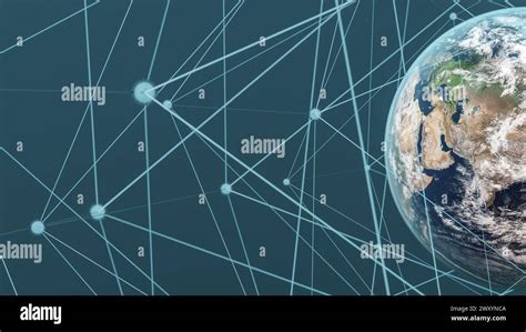 Digital Illustration Depicting Interconnected Nodes Overlaying Planet Earth Symbolizing Global